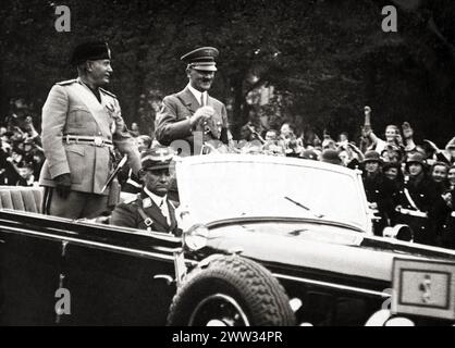 Hitler & Mussolini in a car, 1940 Stock Photo - Alamy