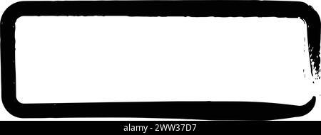 Frame curved rectangle elongated texture element, outline border grunge ...