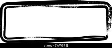 Frame curved rectangle elongated texture element, outline border grunge ...