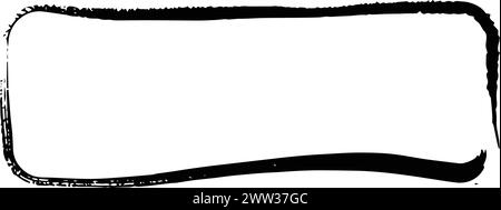 Frame curved rectangle elongated texture element, outline border grunge ...