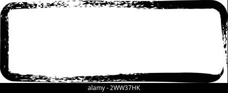 Frame curved rectangle elongated texture element, outline border grunge ...
