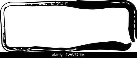 Frame curved rectangle elongated texture element, outline border grunge ...