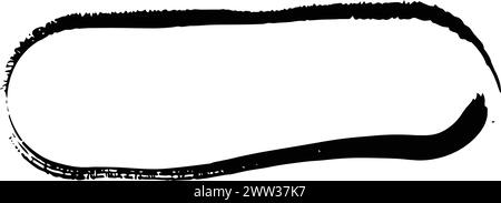 Frame curved rectangle elongated texture element, outline border grunge ...