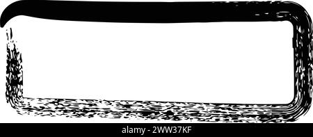 Frame curved rectangle elongated texture element, outline border grunge ...