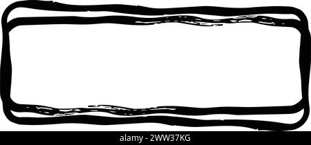 Frame curved rectangle elongated texture element, outline border grunge ...