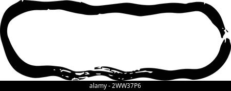 Frame curved rectangle elongated texture element, outline border grunge ...