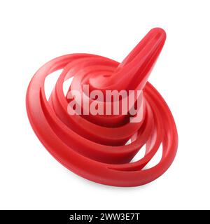 One red spinning top on white background Stock Photo - Alamy