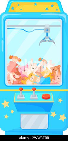 Vending claw machine with toys isolated on white background. Vector ...