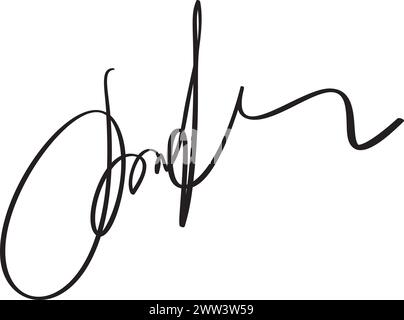 Manual signature for documents on white background. Hand drawn ...