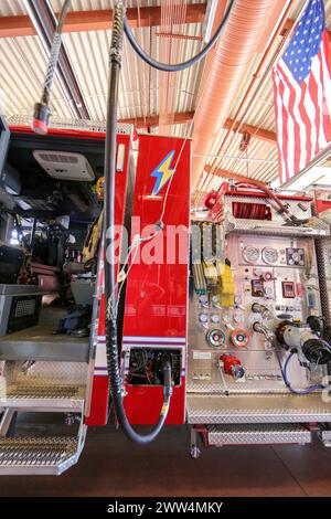 A Pierce Volterra electric fire truck is on display at the Oshkosh ...
