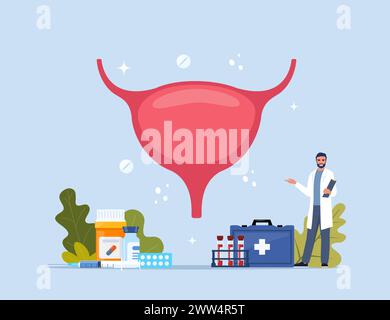 Bladder sick body organ character. Vector cartoon internal urinary ...