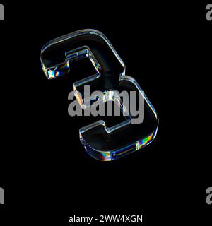 3d Transparent glossy number 7 with dispersion effect. Rainbow colors ...