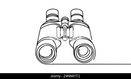 Binocular continuous single line drawing. Vector illustration Stock ...