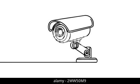 Continuous one line drawing of CCTV camera. Vector illustration Stock ...