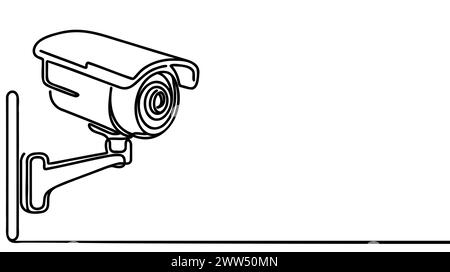 Continuous one line drawing of CCTV camera. Vector illustration Stock ...