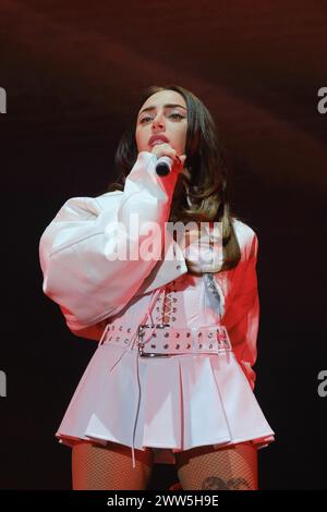 Singer Nicki Nicole performs during the Abre su alma tour concert at ...