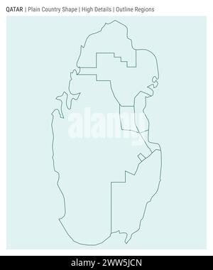 Qatar plain country map. High details. Solid regions style. Shape of ...