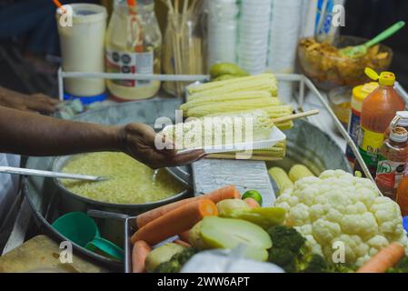 Boiled corn stand, typical Mexican street food. Food stall Stock Photo ...