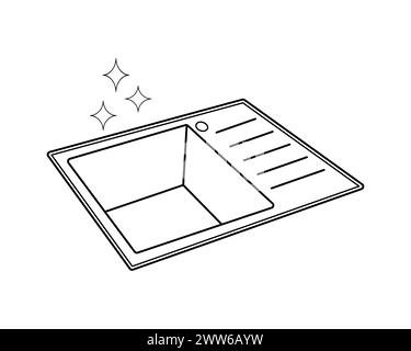 Shiny sparkling wash basin icon for bathroom with stars. Outline and ...