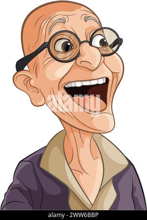 Vector illustration of a happy, bespectacled man Stock Vector Image ...