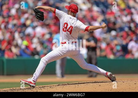 Philadelphia Phillies pitcher Max Lazar reacts after striking out ...