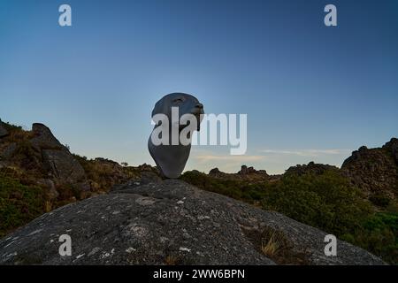 Monument of a dog head of Castro Laboreiro shepherd dog breed at the ...
