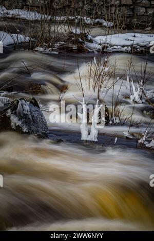 The Dam gates open at Lake Vasman in Ludvika, Sweden, due to snowmelt ...