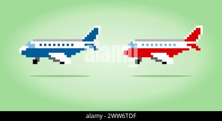 8 bits of aircraft pixels. Planes for game assets and cross stitch ...