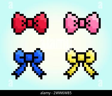 Pixel art design of the Ribbons. Vector illustration. Red Ribbons in ...