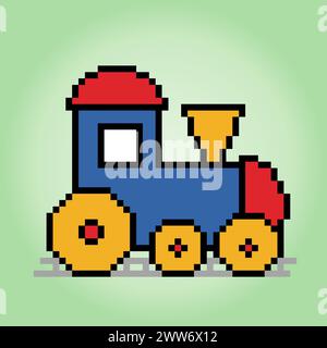 8 bit pixel train. toys pixel in vector illustrations for game assets ...