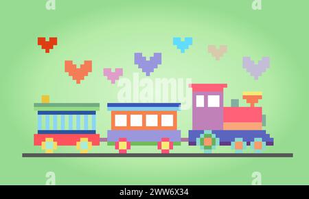 8 bit pixel train. toys pixel in vector illustrations for game assets ...