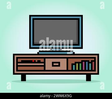 8 Bit Pixel modern Television in Vector Illustration for Game Assets ...