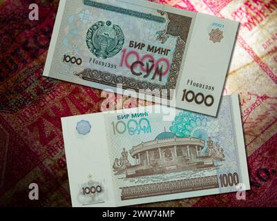 A closeup of Uzbekistani Som banknote Stock Photo - Alamy