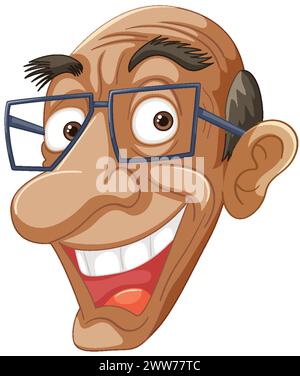Vector illustration of a happy, bespectacled man Stock Vector Image ...