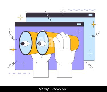 Web searching tool 2D linear illustration concept Stock Vector Image ...