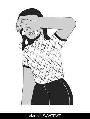 Crying woman tears 2D linear cartoon character Stock Vector Image & Art ...