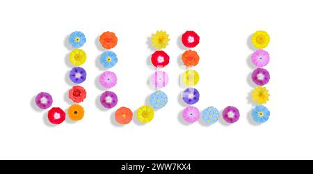 Word Juli written with flowers Stock Photo - Alamy