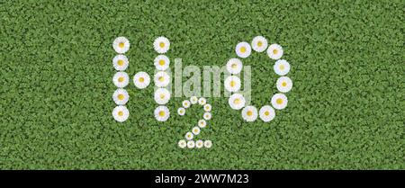 Chemical formula of water written with flowers Stock Photo - Alamy