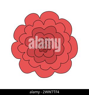 Simple rose flower head, top view, doodle style flat vector outline ...