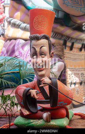 Detail of some ninots from Fallas, a celebration in March in the city ...