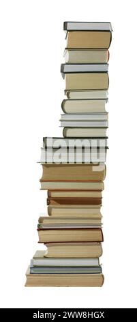 High stack of many different books isolated on white Stock Photo - Alamy
