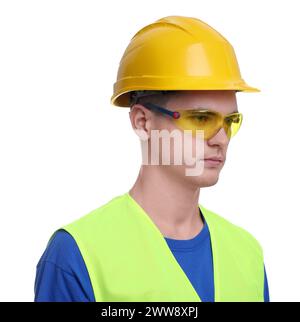 Handyman wearing protective workwear at site Stock Photo - Alamy