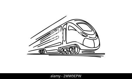 High speed train continuous line vector illustration Stock Vector Image ...