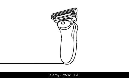 Single continuous line drawing Shaving razor. Realistic illustration of ...