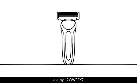 Single continuous line drawing Shaving razor. Realistic illustration of ...