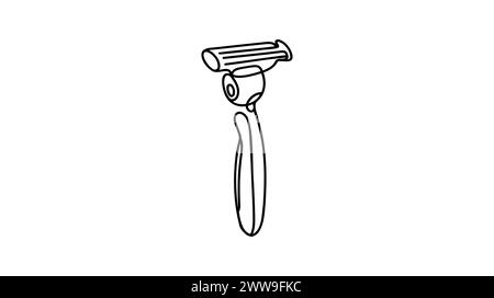 Single continuous line drawing Shaving razor. Realistic illustration of ...