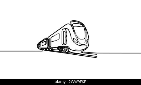 High speed train continuous line vector illustration Stock Vector Image ...