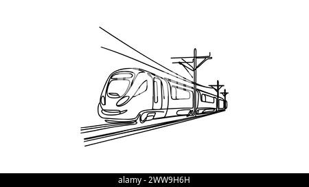 High speed train continuous line vector illustration Stock Vector Image ...