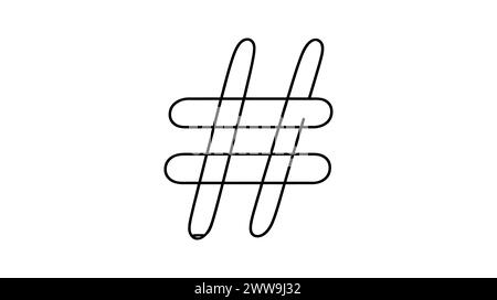 Hashtag symbol. One line continuous Hashtag. Line art, outline, single ...