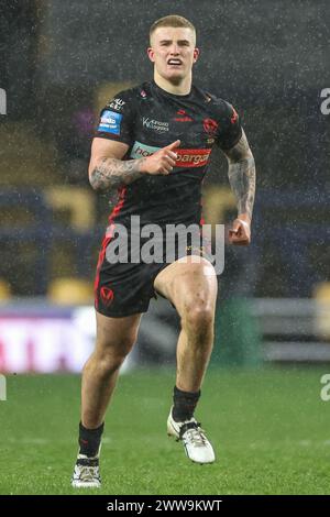 George Delaney of St. Helens during pre-game warm up during the Betfred ...